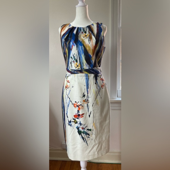 Elie Tahari | Dresses | Elie Tahari Sleeveless Sheath Midi Dress Blue ...